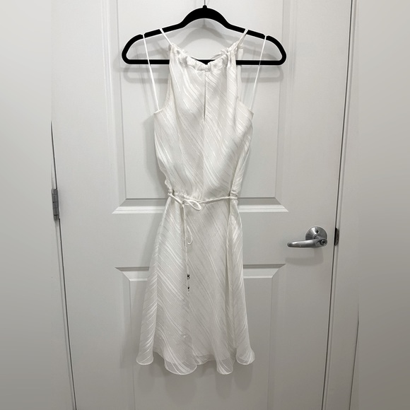 Cache | Dresses | Cach White High Neck Dress With Silver Thread And Beading Detail Size Small ...